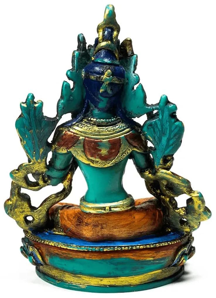 Milujeme Kameny Zelená Tara - žensky Buddha - barevná soška Feng shui