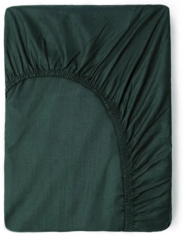 Olivově zelené bavlněné elastické prostěradlo Good Morning, 140 x 200 cm