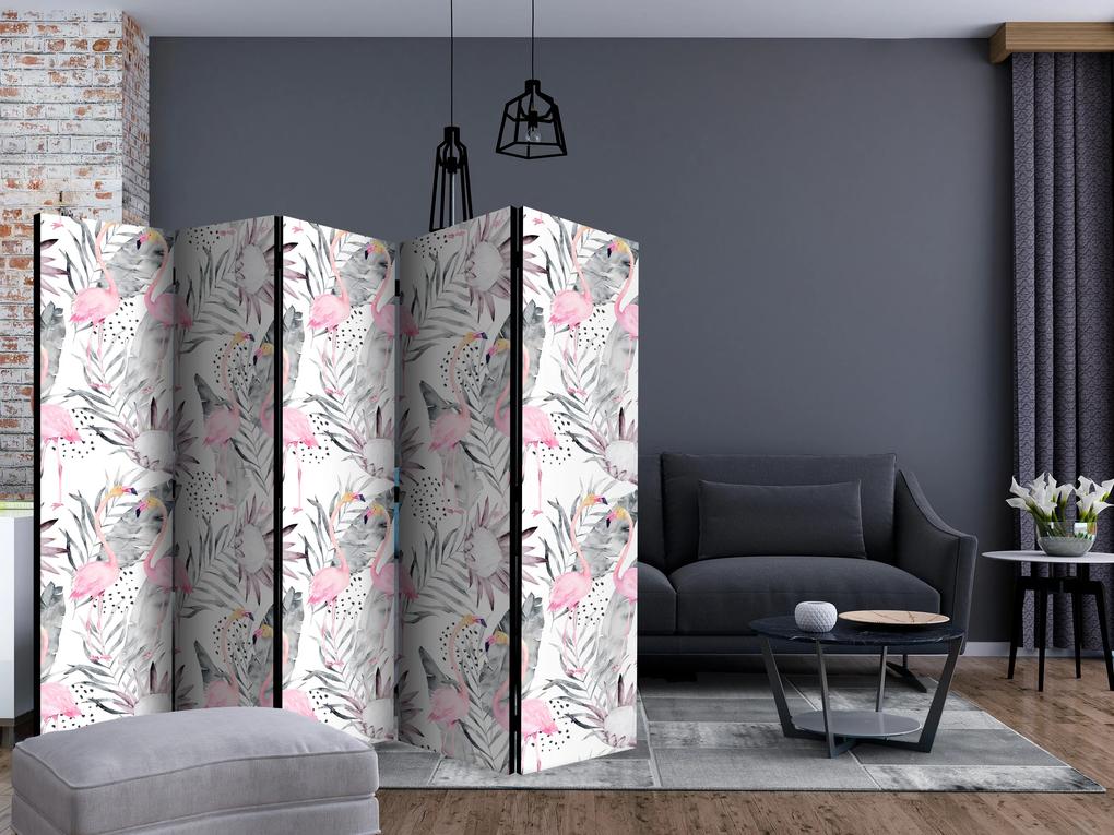 Paraván - Flamingos and Twigs [Room Dividers]