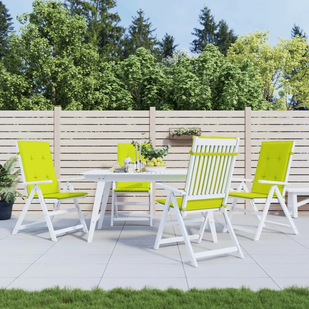 Podušky na židli vysoké opěradlo 4 ks jasně zelené 120x50x3 cm 314120