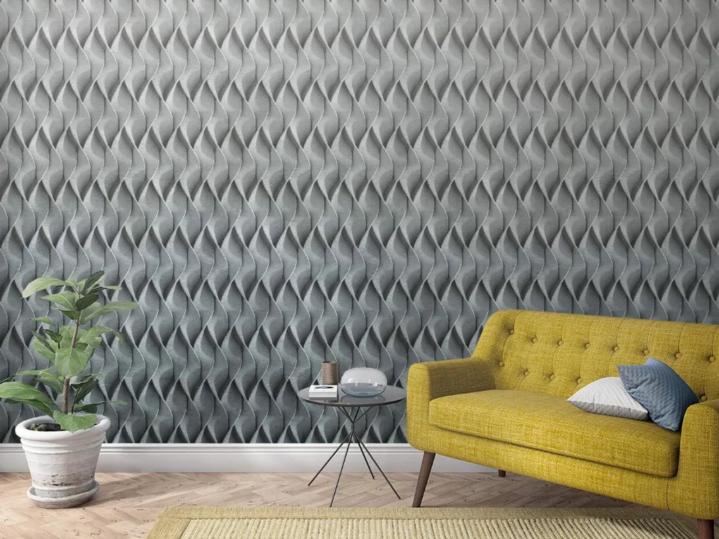 Marburg Designová tapeta mural s 3D efektem VLNKY šedé