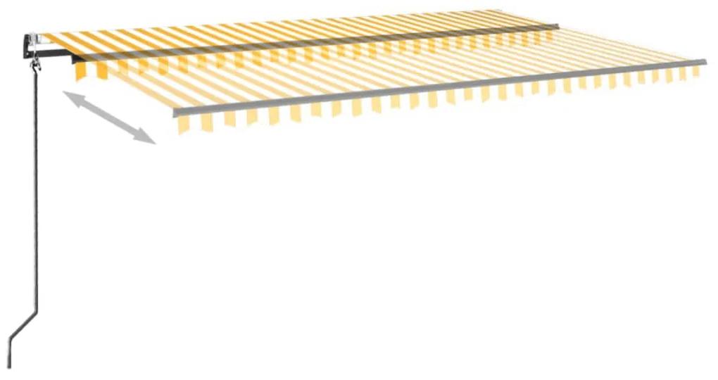 Automatická markýza LED a senzor větru 500 x 350 cm žlutá/bílá,  3069233