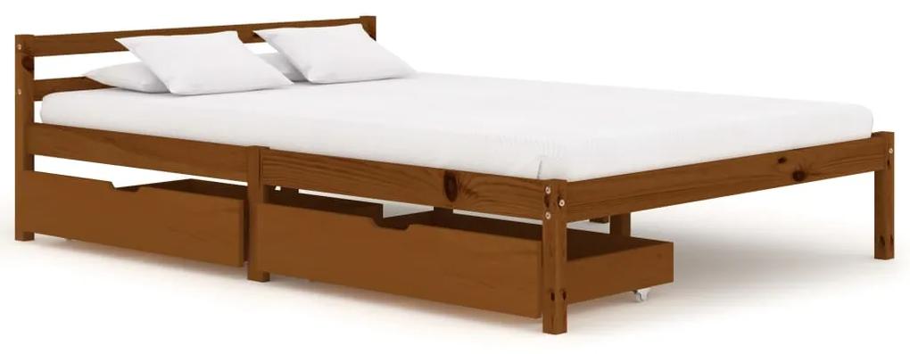 3060521 vidaXL Rám postele 2 zásuvky medově hnědý masivní borovice 120x200 cm