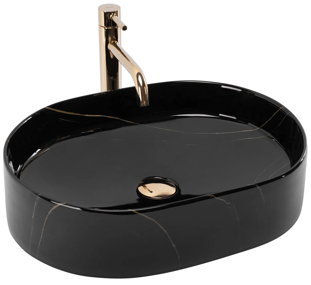 Rea Nadia, umyvadlo na desku 500x380x120 mm, imitace kamene - Black Stone, REA-U9240