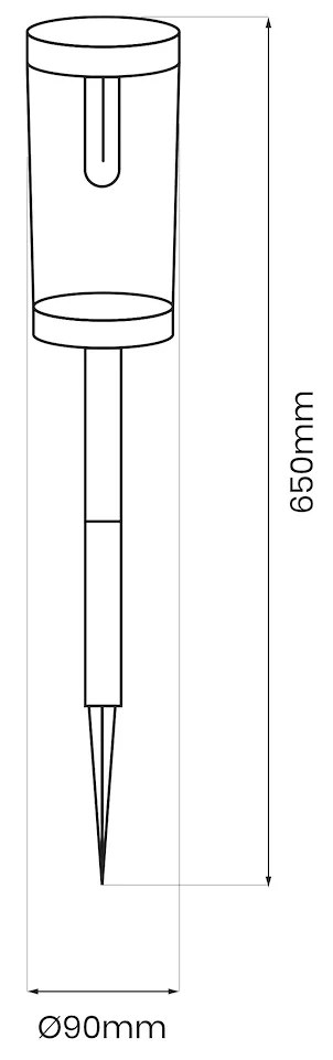 Exteriérové solární zapichovací svítidlo Path, 1x transparentní/černé plastové stínítko, sada 2ks