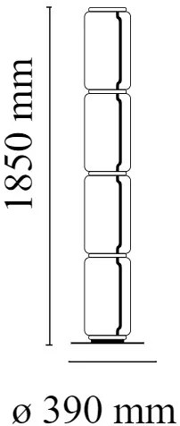 Flos Noctambule F4 Low Cylinders Small Base, stojací lampa ze skla se stmívačem, 5x9W LED 2700K, výška 185cm