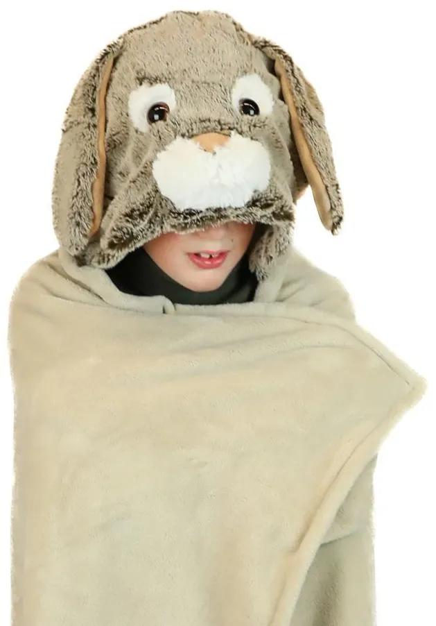 Cozy Noxxiez Hřejivá deka s kapucí se zvířátkem a tlapkovými kapsami Plameňák