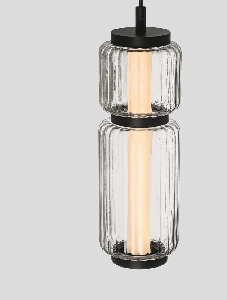 Matně černé skleněné LED závěsné svítidlo ø 12 cm Liesa – Nova Luce