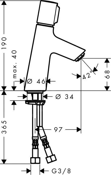 Hansgrohe Talis Select S, umyvadlová baterie 80, ovládání tlačítkem, chromová, 72041000