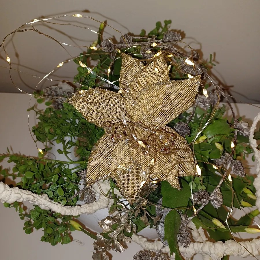Dekorace umělý květ, 20 cm, šampaň