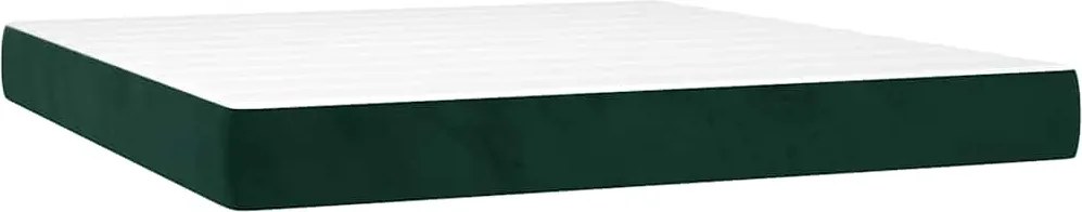 Box spring postel s matrací a LED tmavě zelená 180x200 cm samet 3136320