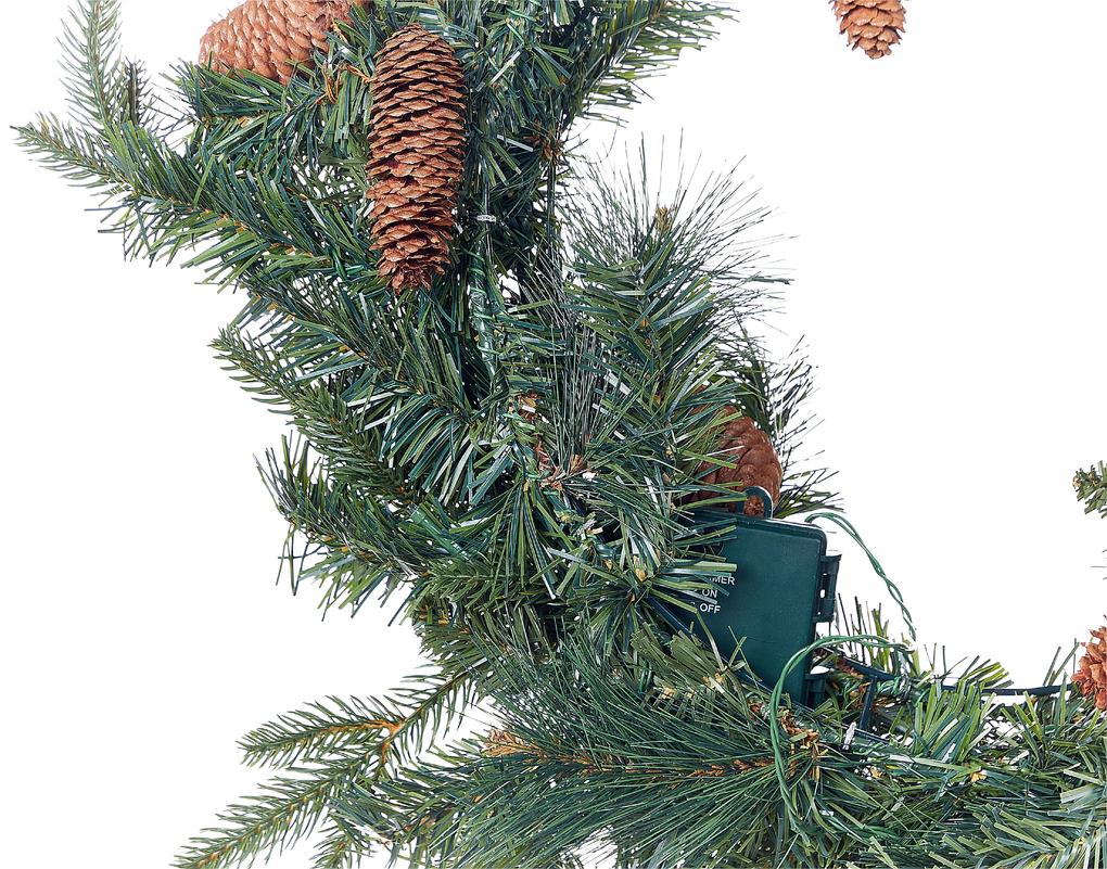 Osvícený vánoční věnec ⌀ 60 cm zelený KAMERUN Beliani