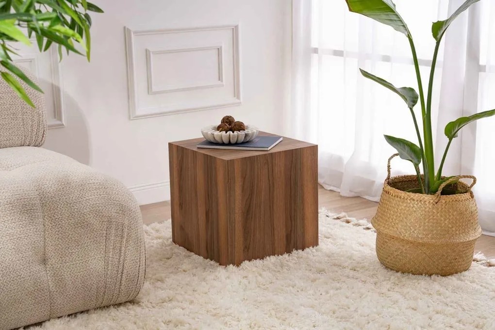 Designový odkládací stolek Taliesin 45 cm vzor ořech