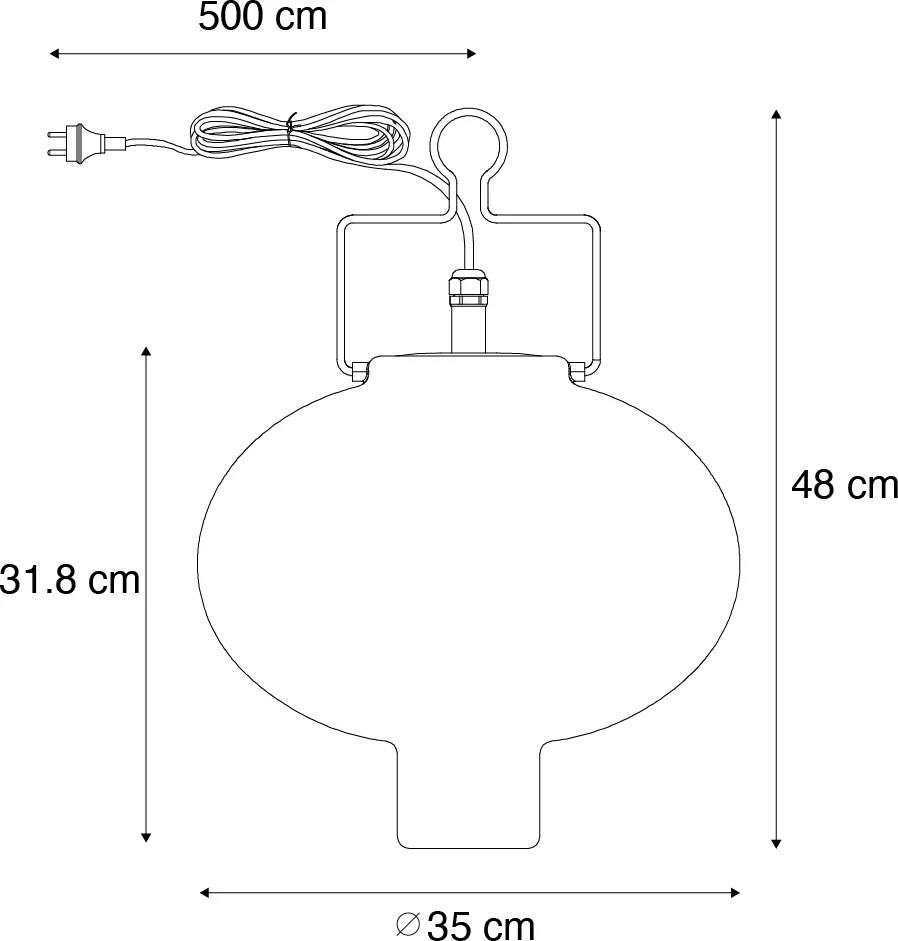 Chytré venkovní závěsné svítidlo bílé 35 cm s červenou zástrčkou vč. Wifi A60 - Pion