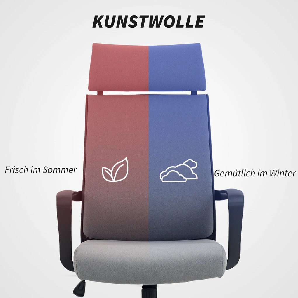 HOMCOM Kancelářská židle, ergonomická stolní židle s opěrkami, opěrkou hlavy, výškově nastavitelná otočná židle s houpací funkcí, počítačová židle s …