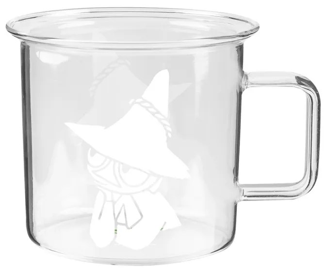 Skleněný hrnek Snufkin 0,35l, bílo-čirý