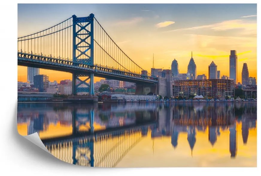 Fototapeta Philadelphia Sunset Skyline Refection Vliesová tapeta 135x90