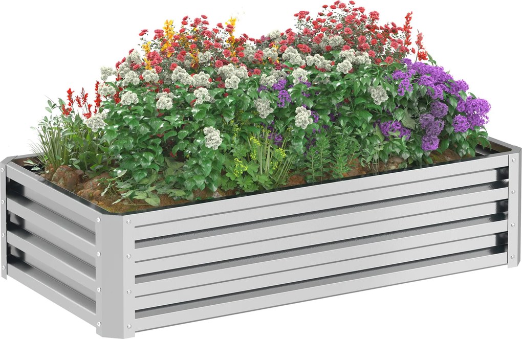 Outsunny Vyvýšený Záhon z Oceli, Studený Rám pro Růst S Otevřeným Dnem, Zahradní Box pro Rostliny 120x60x30,5 cm | Aosom