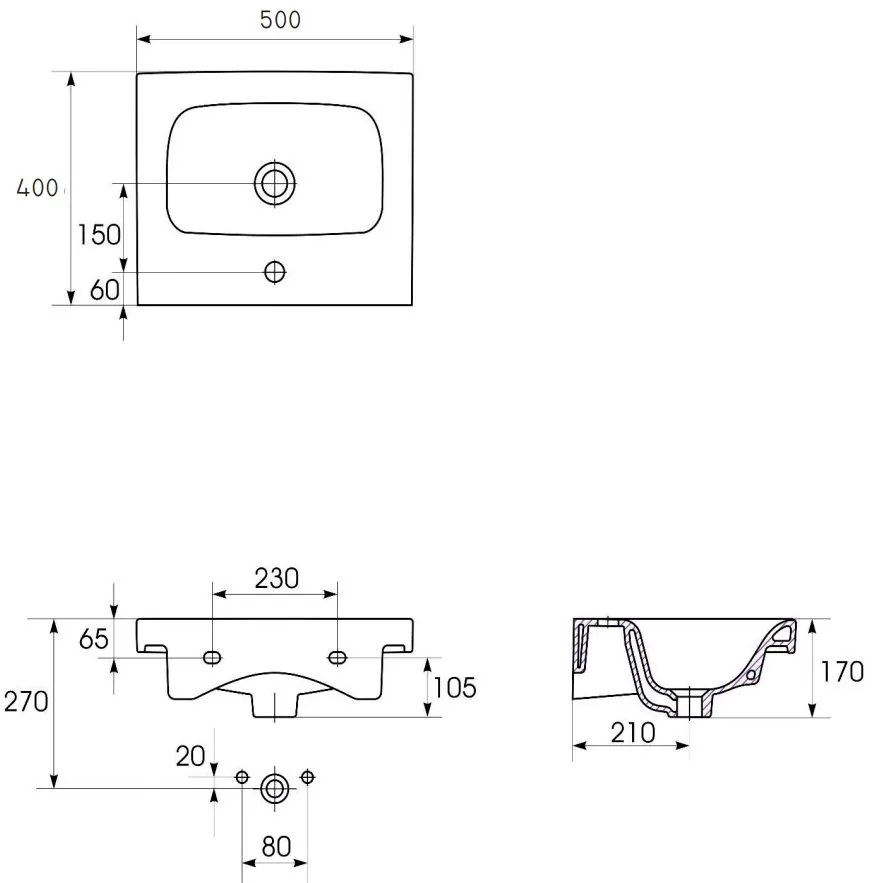 Cersanit Moduo SET, závěsná skříňka 50x40x62 cm + umyvadlo 50cm, antracitová matná, S801-485-DSM