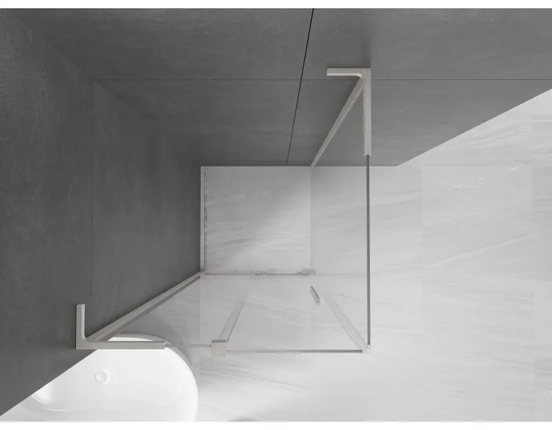 Mexen Velar L, sprchový kout s posuvnými dveřmi 110 x 110 cm, 8mm čiré sklo, broušená ocel, 871-110-110-03-97