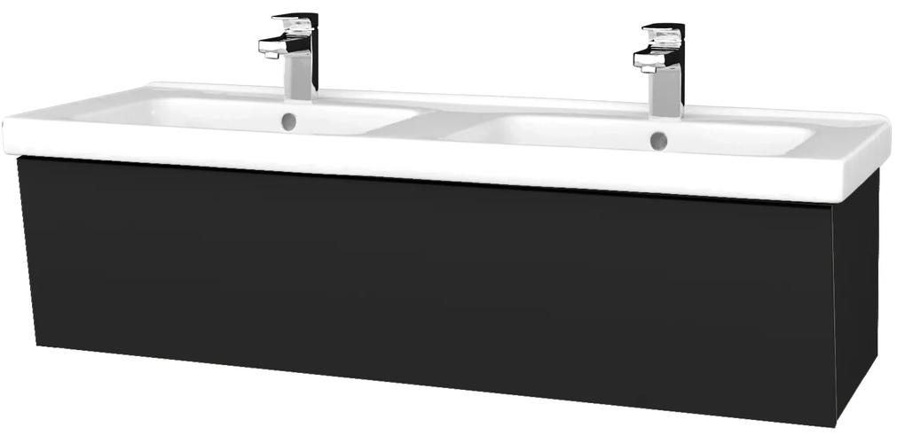 Dřevojas Koupelnová skříň INVENCE SZZ 125 (dvojumyvadlo Harmonia) Varianta: L01 Bílá vysoký lesk / D16 Beton tmavý