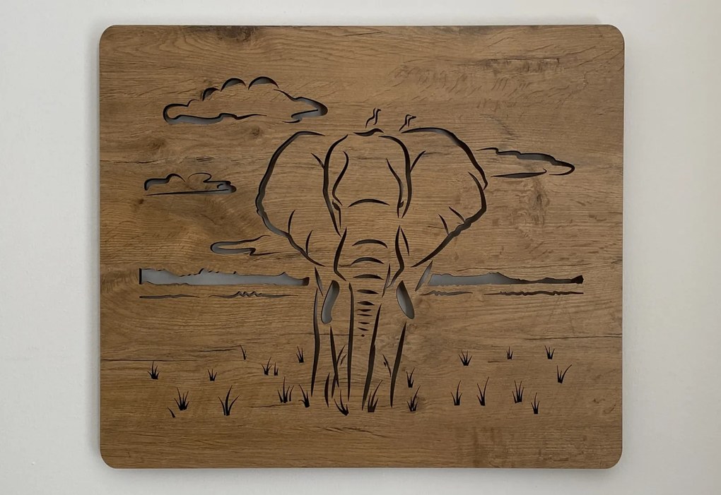 Li-Go "Slon" světelný obraz 230V 65x55 cm provedení povrchu: dub světlý
