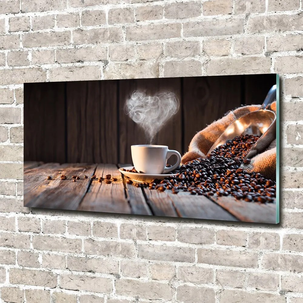 Wallmuralia Foto-obraz fotografie na skle Šálek kávy 140x70 cm