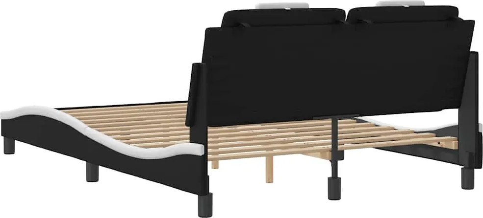 Rám postele Viana bez matrace černý a bílý 140 x 200 cm umělá kůže 3208101