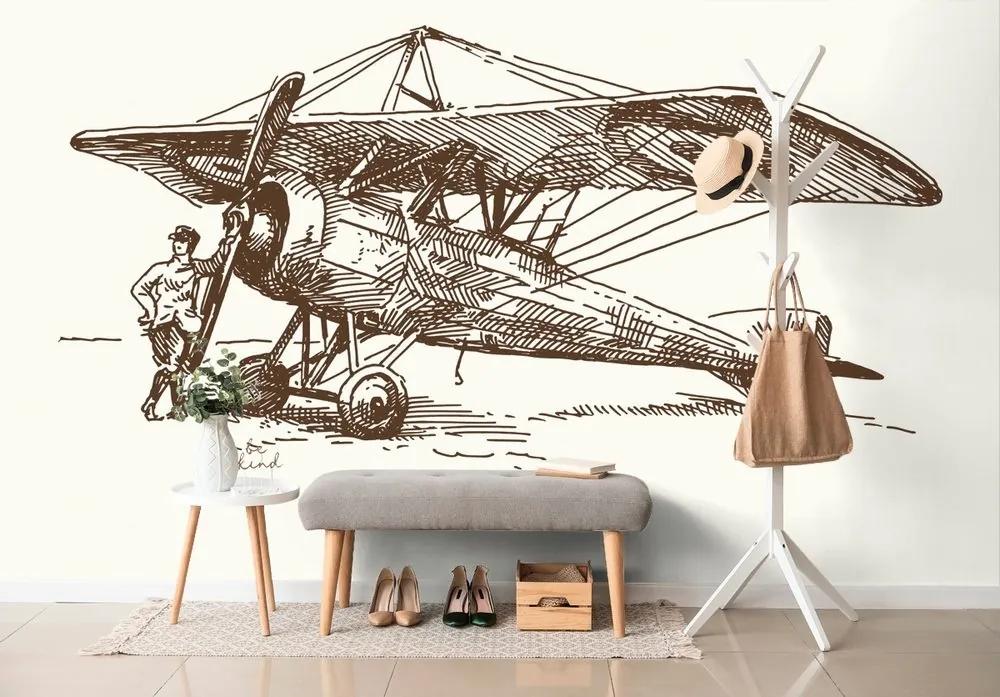 Samolepící tapeta retro letadlo - 150x100 cm