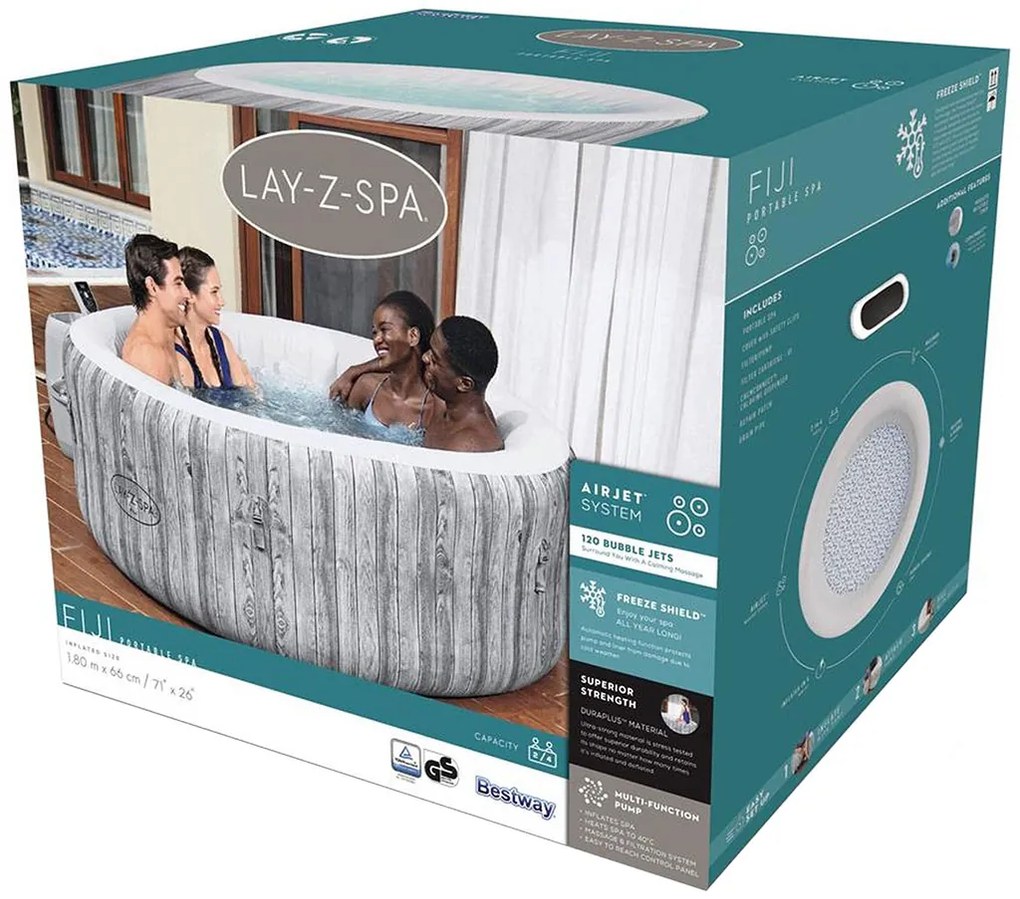 BESTWAY Lay-Z-Spa Fiji AirJet Vířivka, 180 x 66 cm, 2-4 osoby 60085