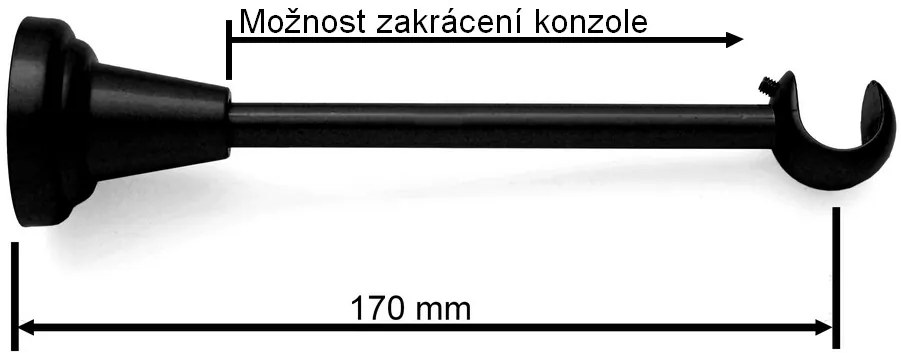 GARNÝŽE-HEBR Garnýž Paola černá jednoduchá 140 cm
