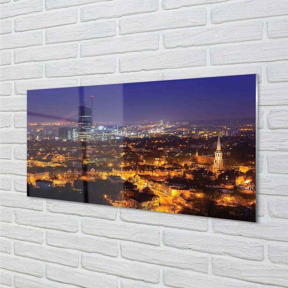 Obraz na skle Gdańsk Město noční panorama 125x50 cm