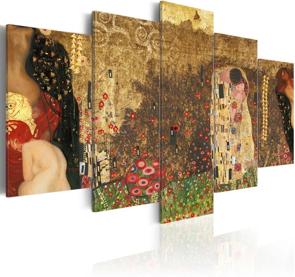 Obraz na plátně Bimago - Klimt's muses 200x100 cm