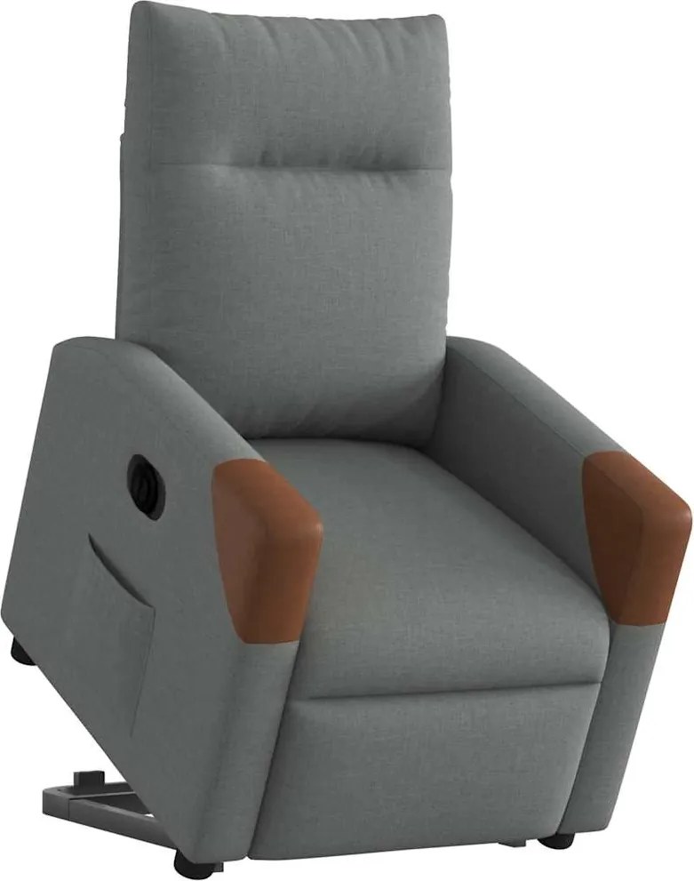 Elektrické zvedací polohovací křeslo tmavě šedé textil 3324023