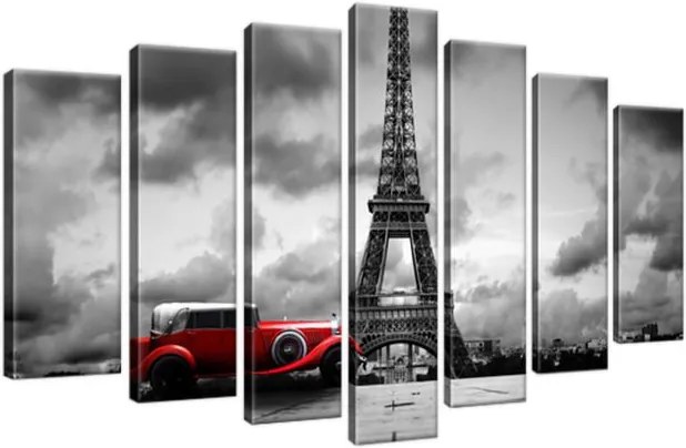 Tištěný obraz Výhled na Eiffelovu věž a klasický automobil Paříž 140x80cm 2082A_7B