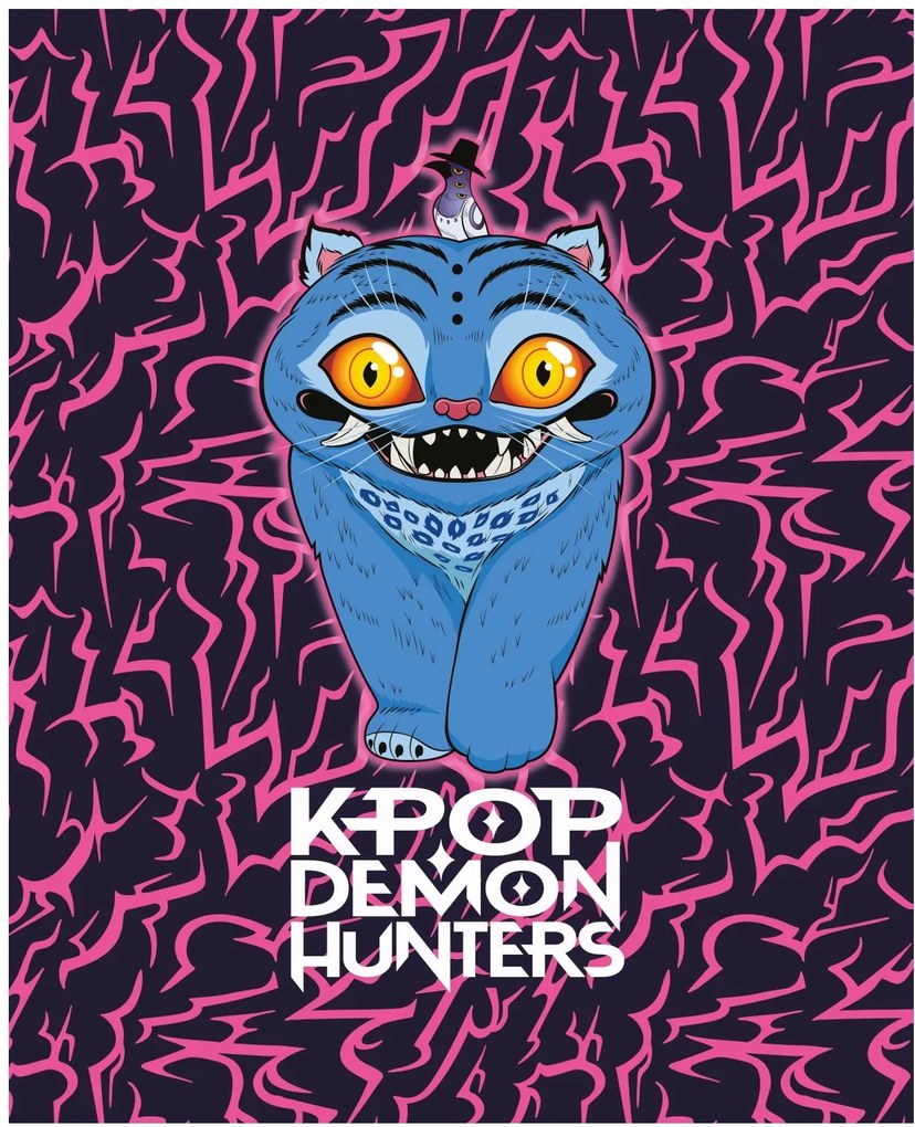 Dětská coral fleece deka KPop Demon Hunters - motiv Derpy Tiger - 130x160 cm