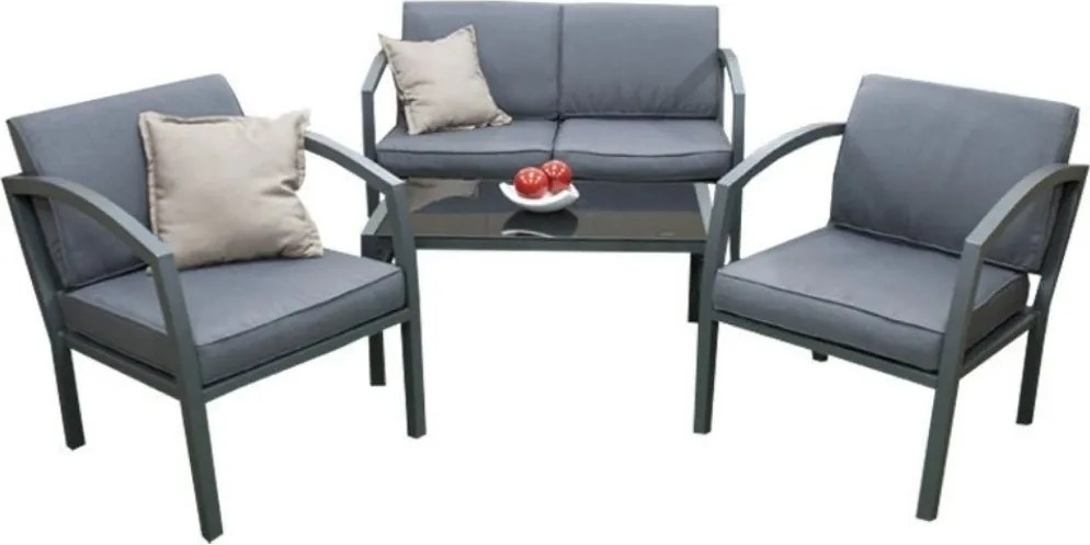 Doppler BELLARIA LOUNGE zahradní sedací souprava 2+1+1 černá/šedá