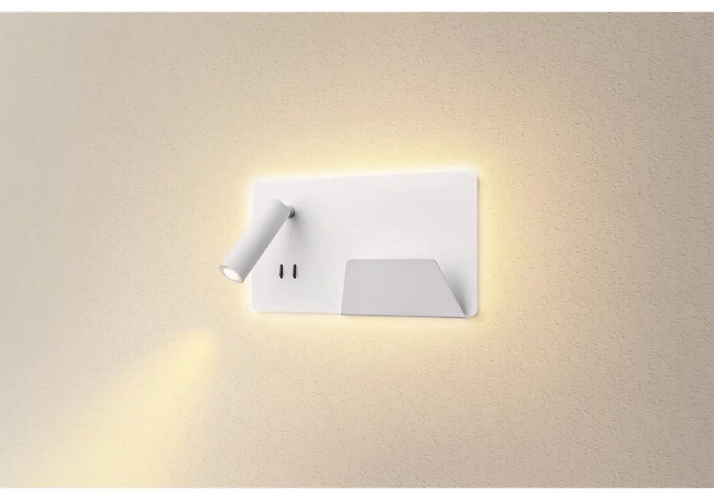 SLV 1003458 Somnila Flex, nástěnné svítidlo k posteli, LED 13W 3000K, bílá, verze vpravo, USB přípojka