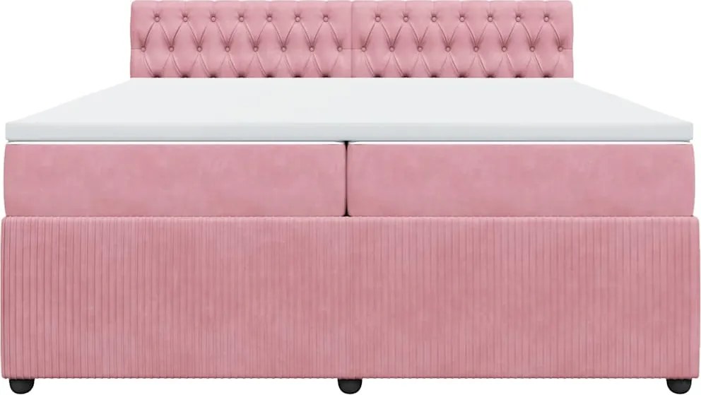 Box spring postel s matrací růžová 200x200 cm samet 3287841