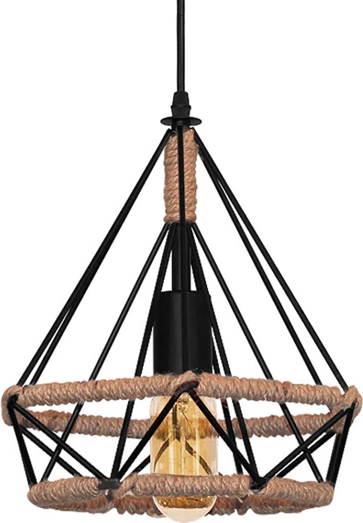 Toolight Toolight, Stropní svítidlo, geometrické, závěsné, loft styl na laně APP678-1CP, černá-hnědá, OSW-05644