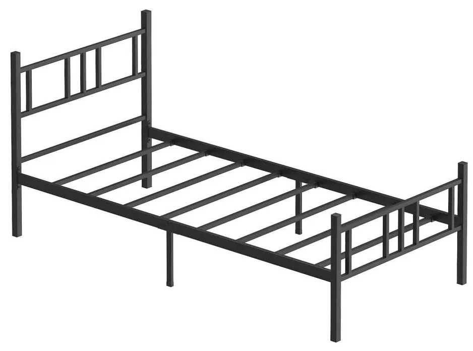 Kovová jednolůžková postel PIRON 90x200 cm černá nosnost 120 kg