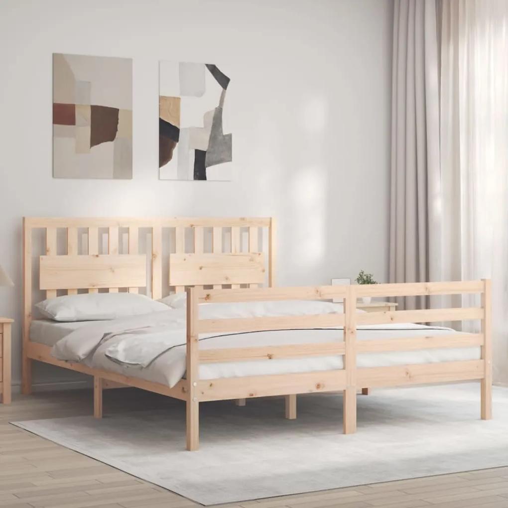 Rám postele s čelem 160 x 200 cm masivní dřevo,  3194321