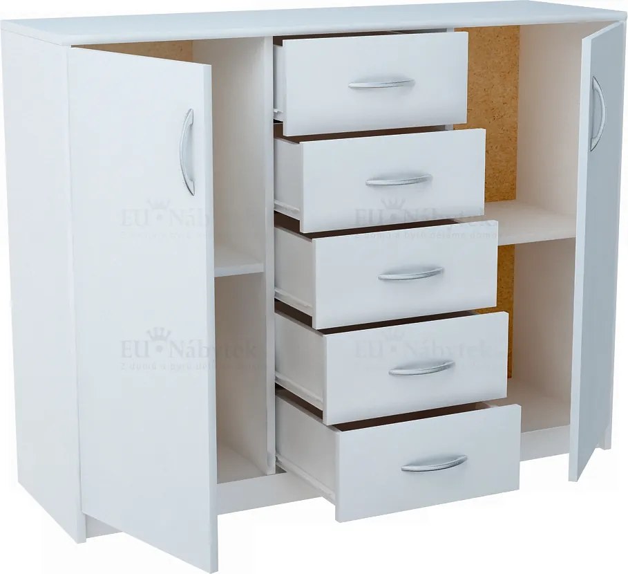 Komoda JULIUS K12D5S bílá