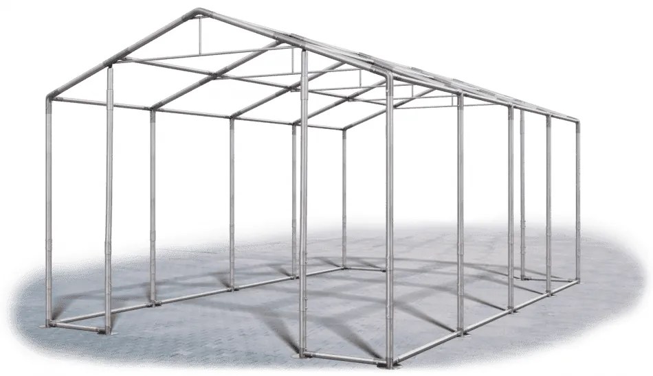 Garážový stan 8x8x4m střecha PVC 560g/m2 boky PVC 500g/m2 konstrukce ZIMA Zelená Šedá Šedé