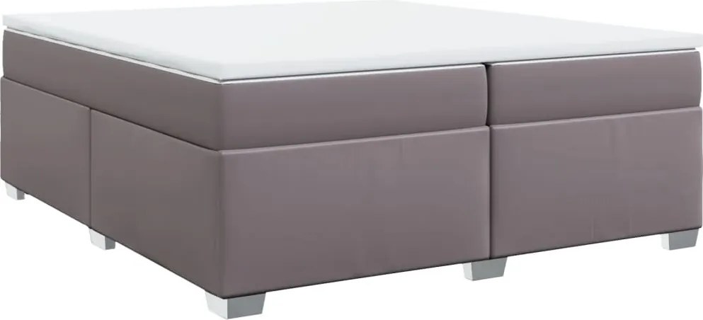 Box spring postel s matrací šedá 200x200 cm umělá kůže 3285227