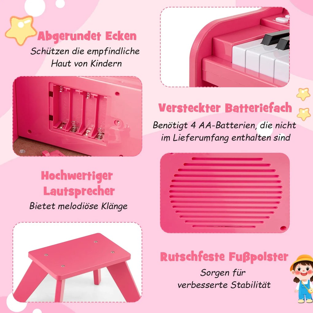 Costway 25 Keys Mini Digital Piano se stoličkou Dětské piano s nastavitelnou