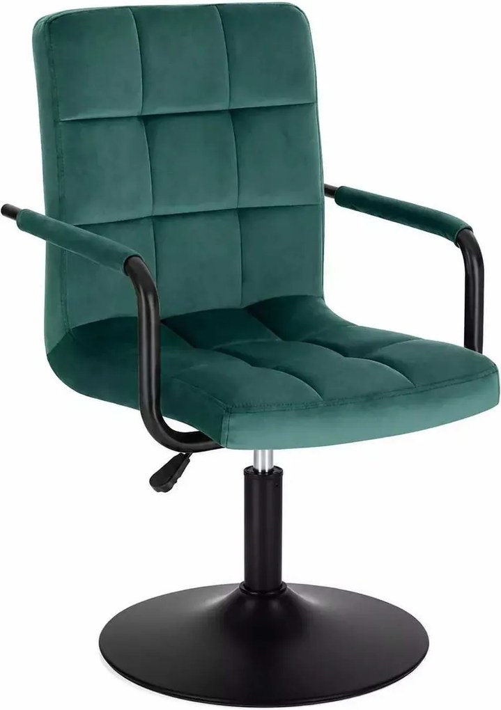 LuxuryForm DESIGN Otočná židle VERONA BLACK VELUR na černém talíři - zelená