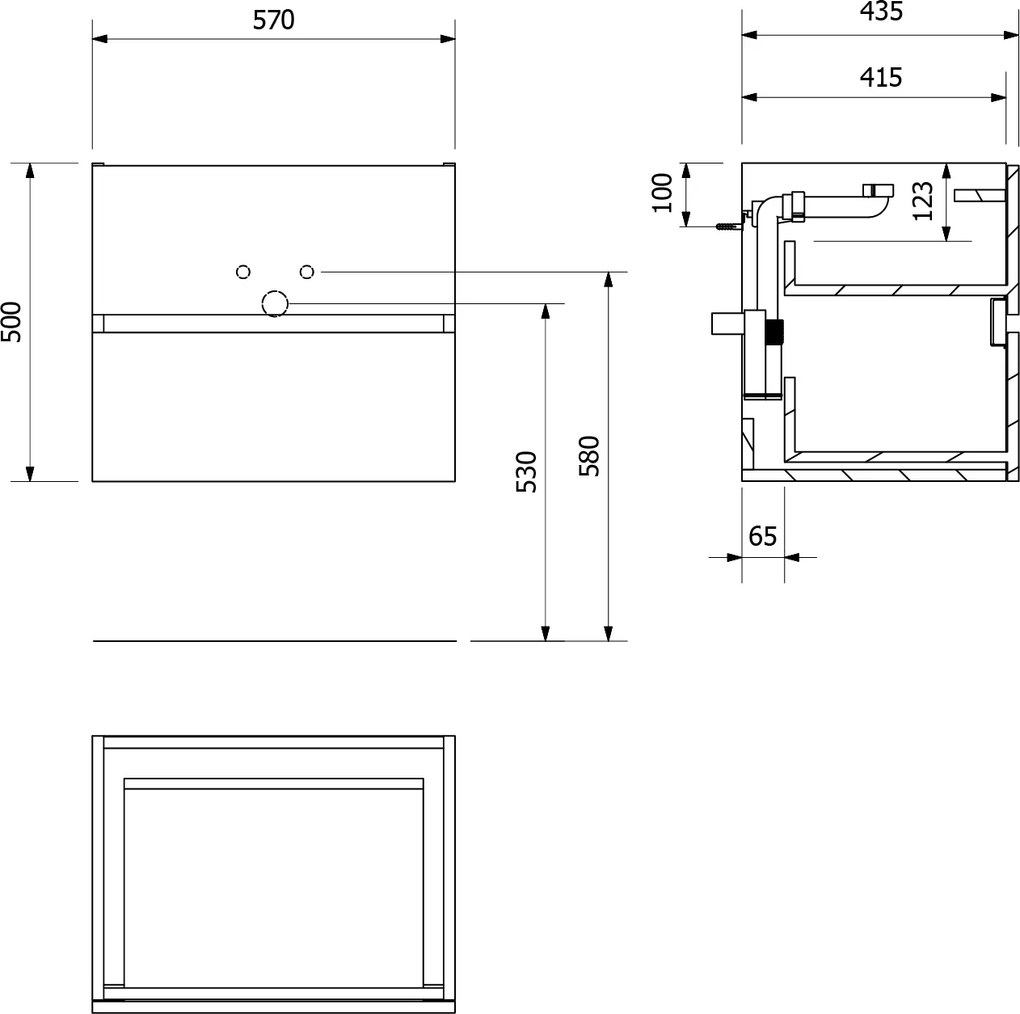 Sapho Odetta koupelnová skříňka pod umyvadlo 57 x 50 x 43,5cm antracit DT060-3434