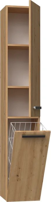 Koupelnový sloupek s košem na prádlo NEL IV dub artisan