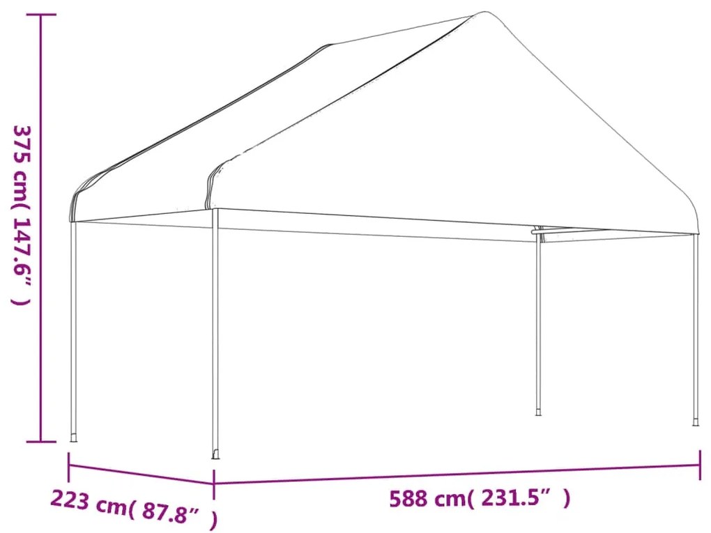 Altán se střechou bílý 4,46 x 5,88 x 3,75 m polyethylen,  3155518